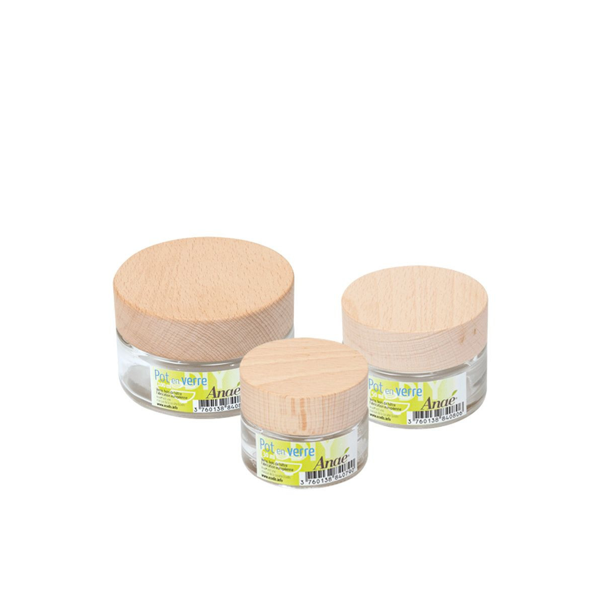 Pot en verre vide bouchon en bois